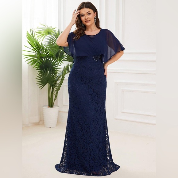 Ever Pretty | Dresses | Ever Pretty Elegant Navy Blue Lace Gown Dress ...